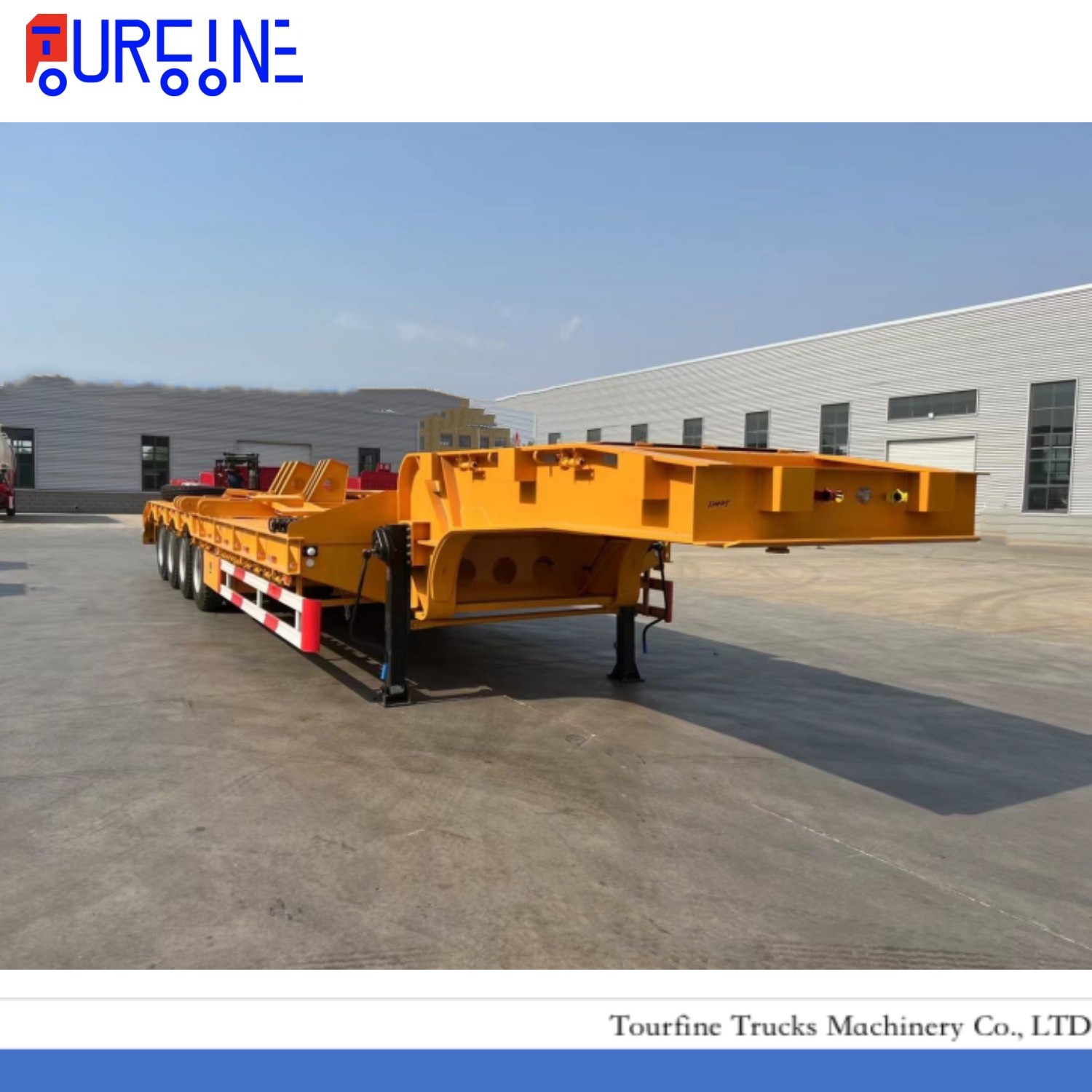 3 axle 70T 80T Low Bed Semitrailer load construction machinery low boy ...